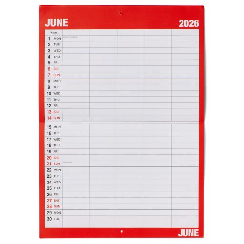 2026 Monthly Family Planner Organiser Wall Calendar 5 Columns | Morgan ...
