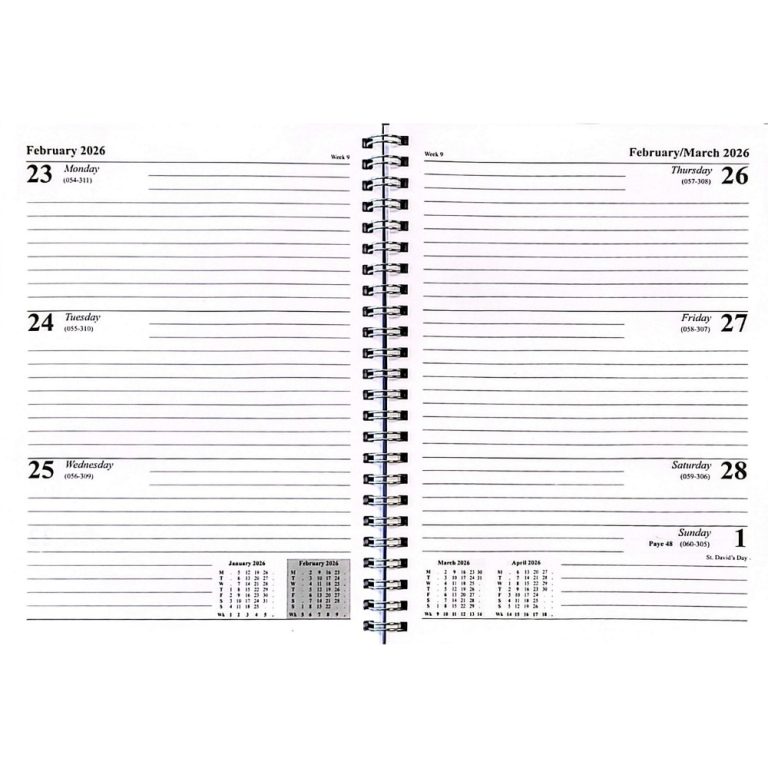 Morgan’s Direct 2026 A5 Executive Edition Diary Week to View Wiro ...