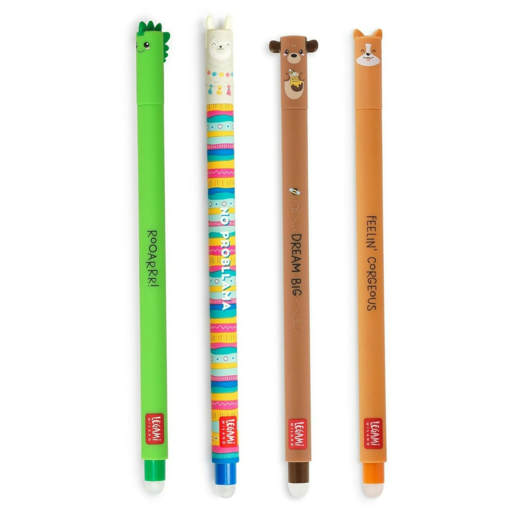 Legami Erasable Gel Pens Corgi Teddy Llama Dino Set of 4 | Morgan's ...