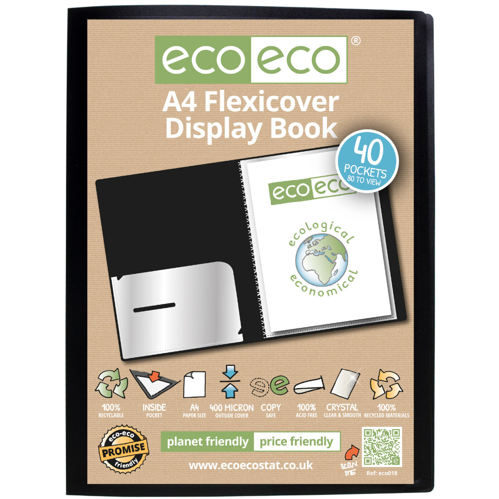 eco-eco A4 Flexicover Display Book 40 Pockets | Morgan's Direct Limited