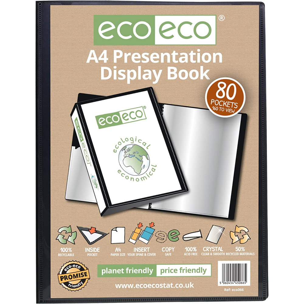 Eco Eco A4 50 Recycled 80 Pocket Presentation Display Book Morgan s