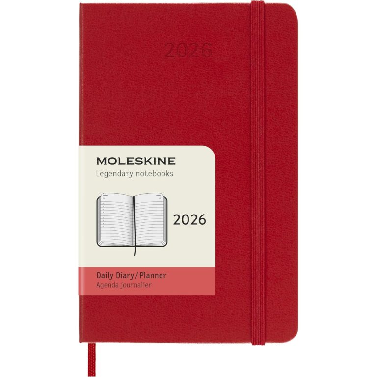 Moleskine 2026 Daily Diary Pocket Hardcover Notebook Scarlet Red ...