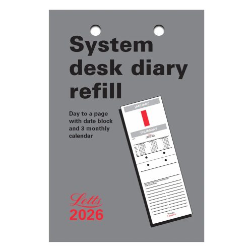 Letts 2026 System Desk Diary Refill Day to View Calendar | Morgan's ...